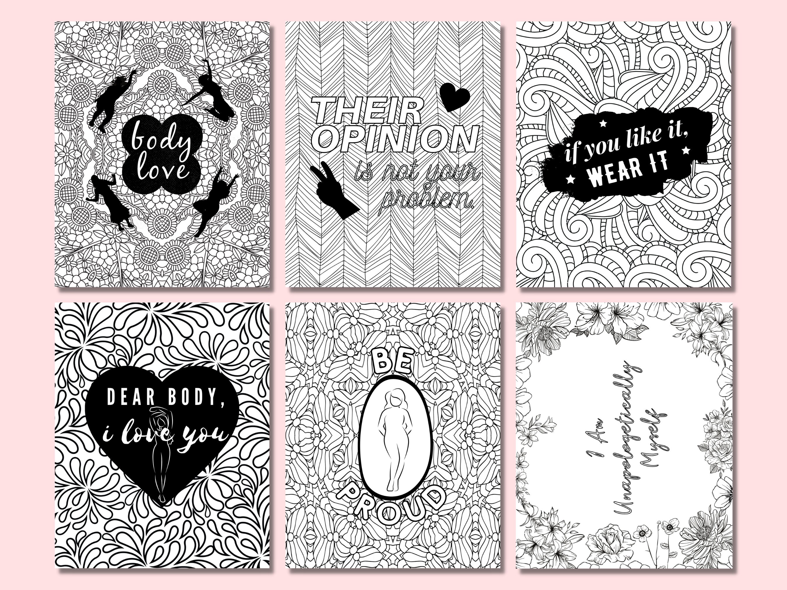 Body Positivity Coloring Pages, Body Image, Body Acceptance, Mental ...