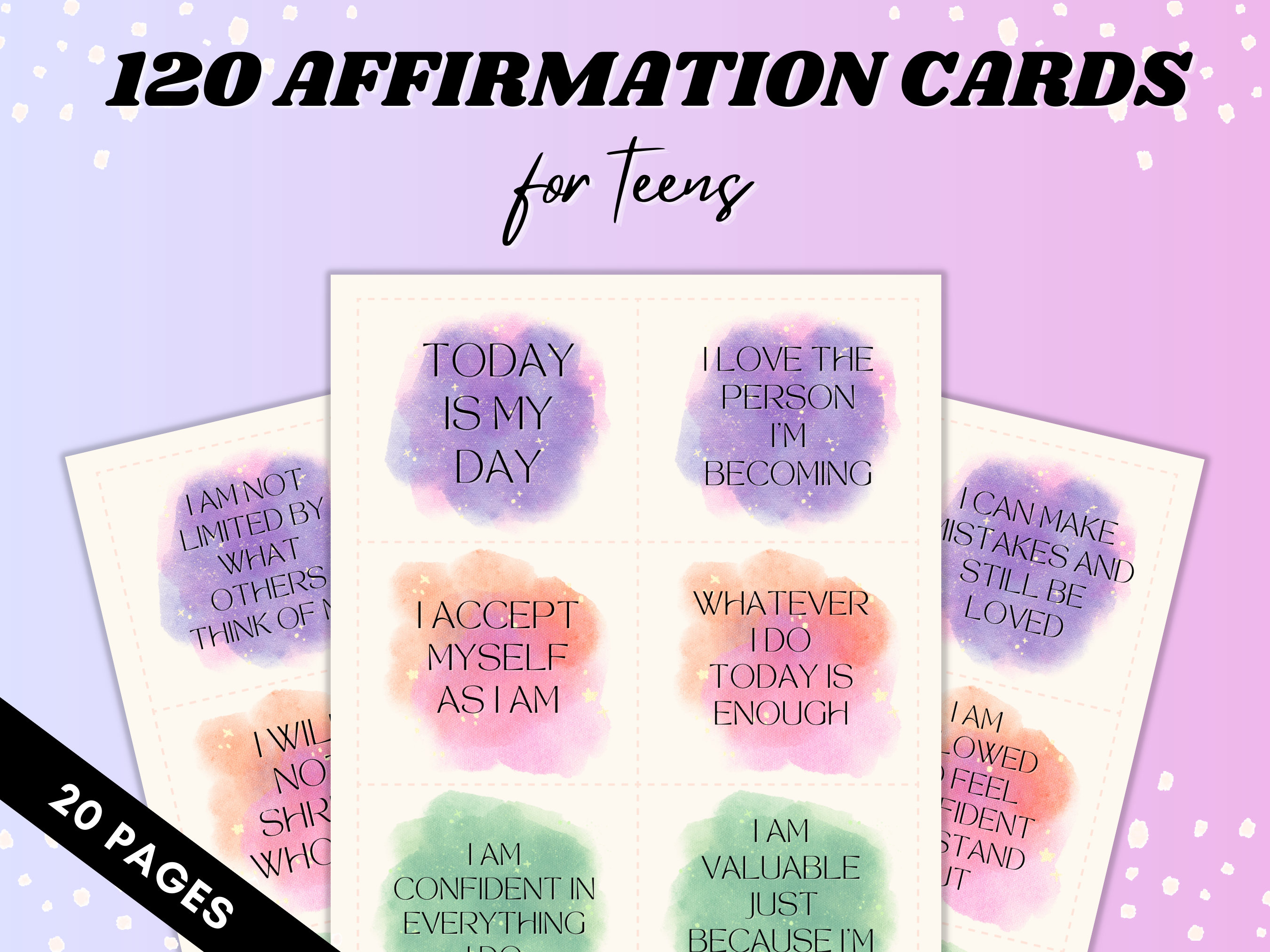 120 Affirmation Cards for Teens, Printable, Positive Affirmations for Teens, Teen Self Care ...