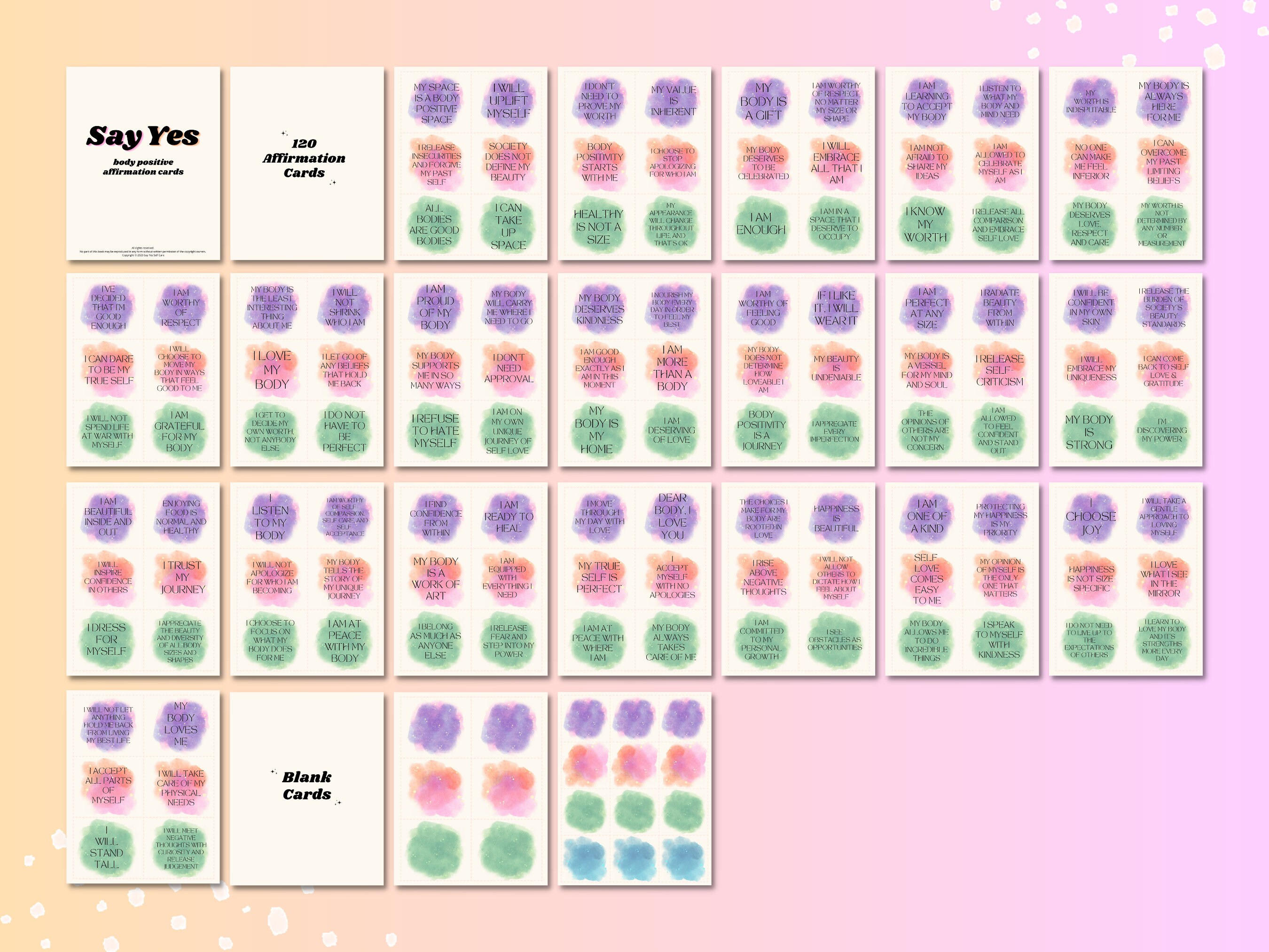 Body Positive Affirmation Cards, Printable, Body Image, Positive ...