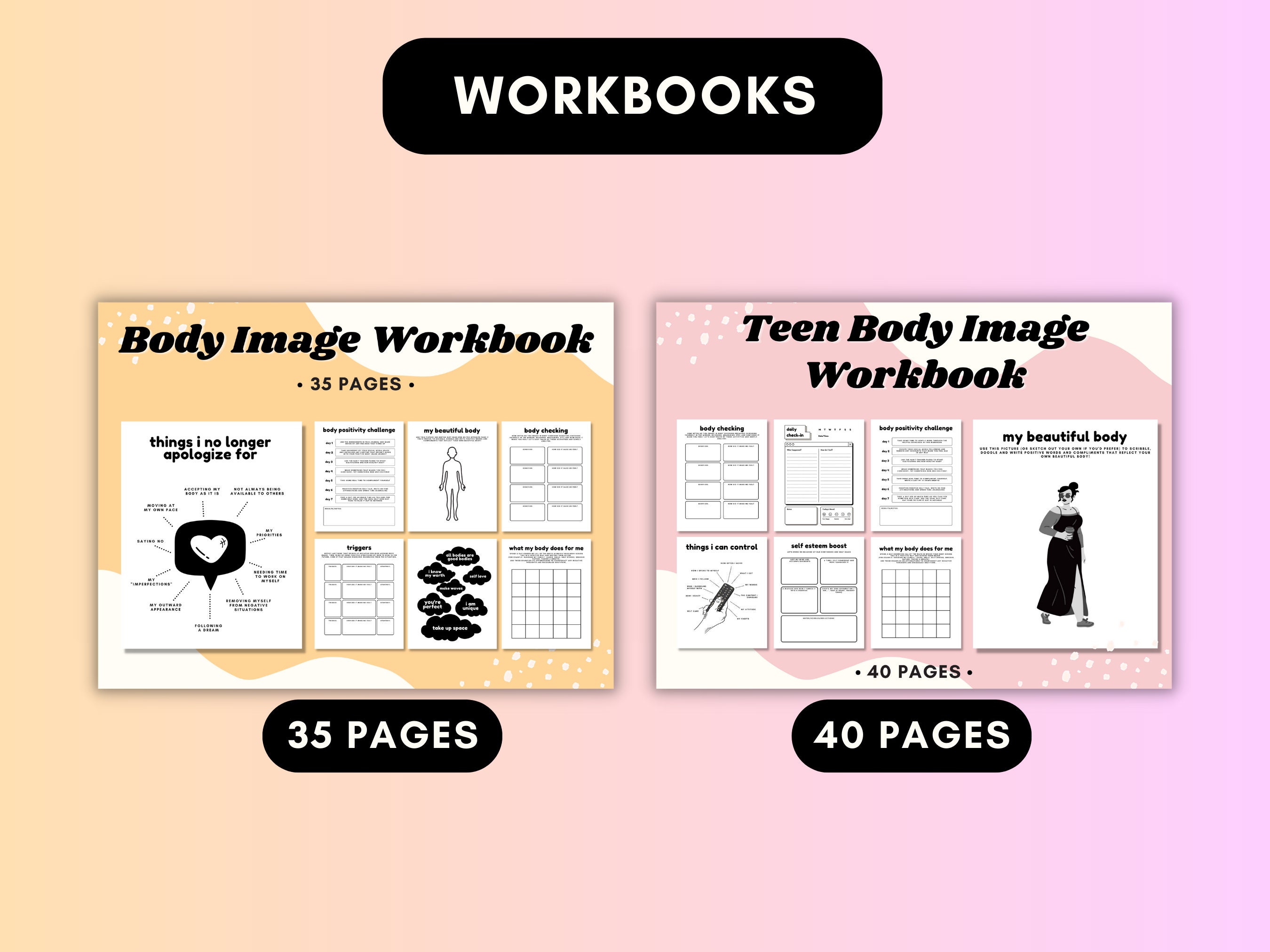 Body Image Bundle, Body Positive Workbook, Teen Body Image, Body ...