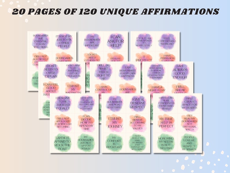 Boundaries Affirmation Cards, Printable, Setting Healthy Boundaries ...