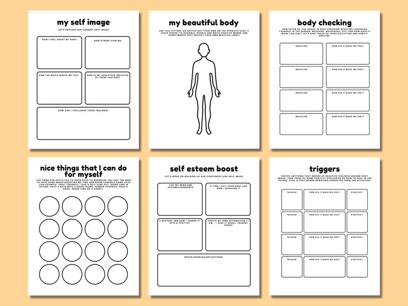 Body Image Workbook, Body Positive Worksheets, Body Acceptance, Healing ...