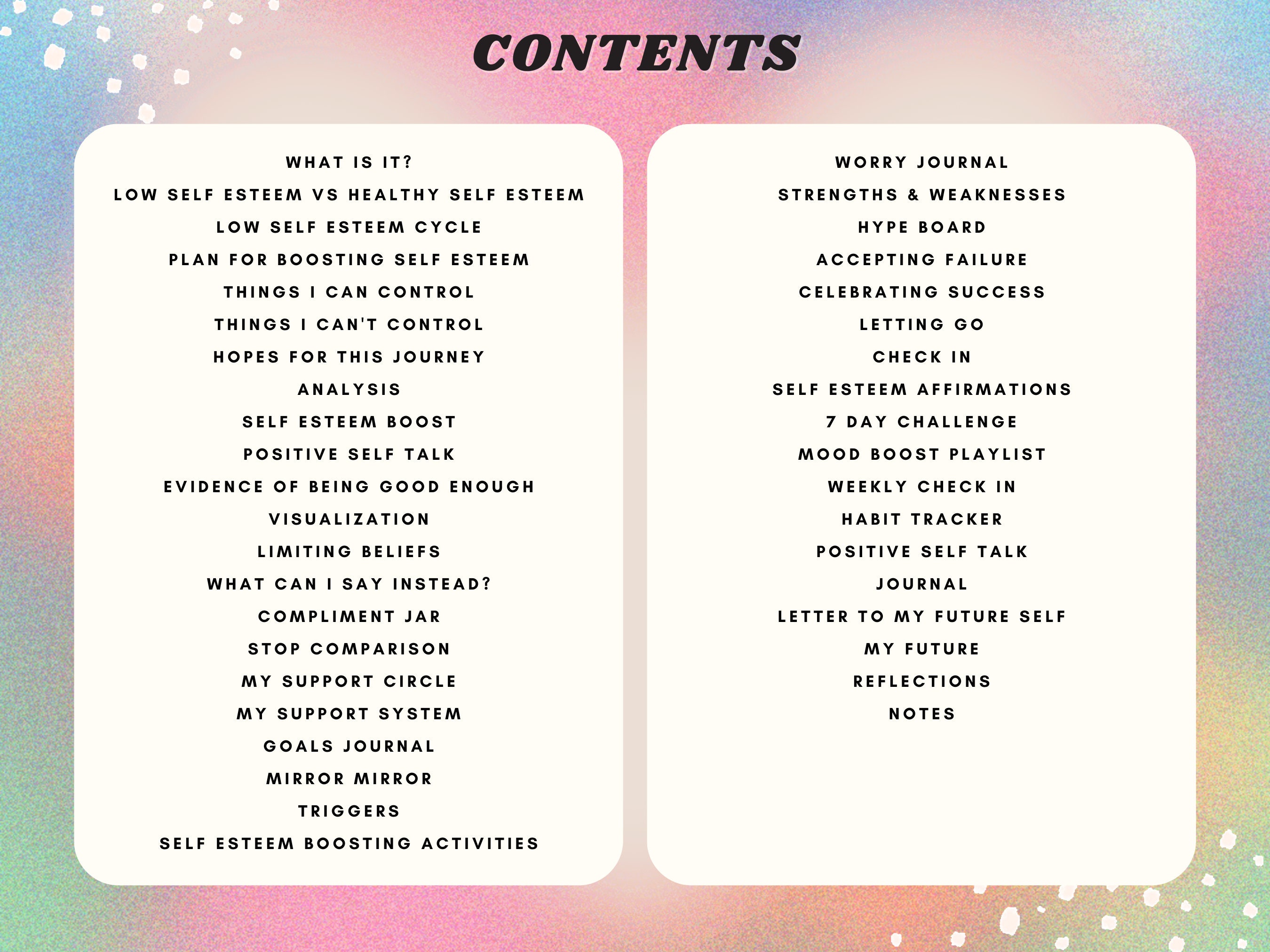 Self Esteem for Teens Worksheets, Workbook, Self Esteem Journal, Low ...