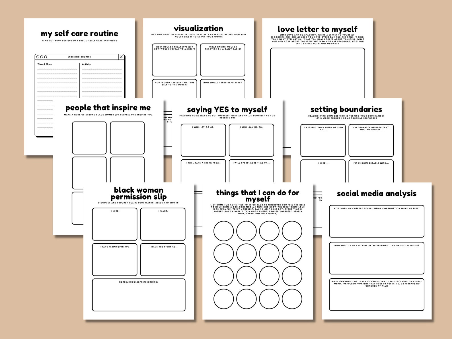 Black Woman Self Care Workbook, Self Love for Black Women, Mental ...