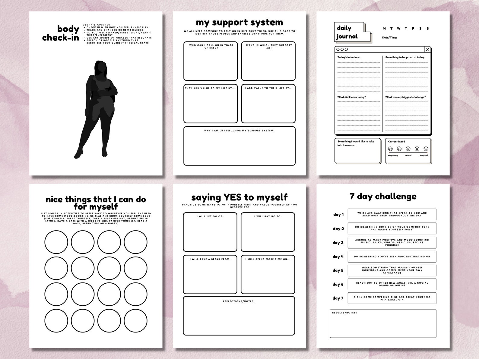 New Mom Self Care Workbook, Postpartum Journal, Mental Health, Therapy ...