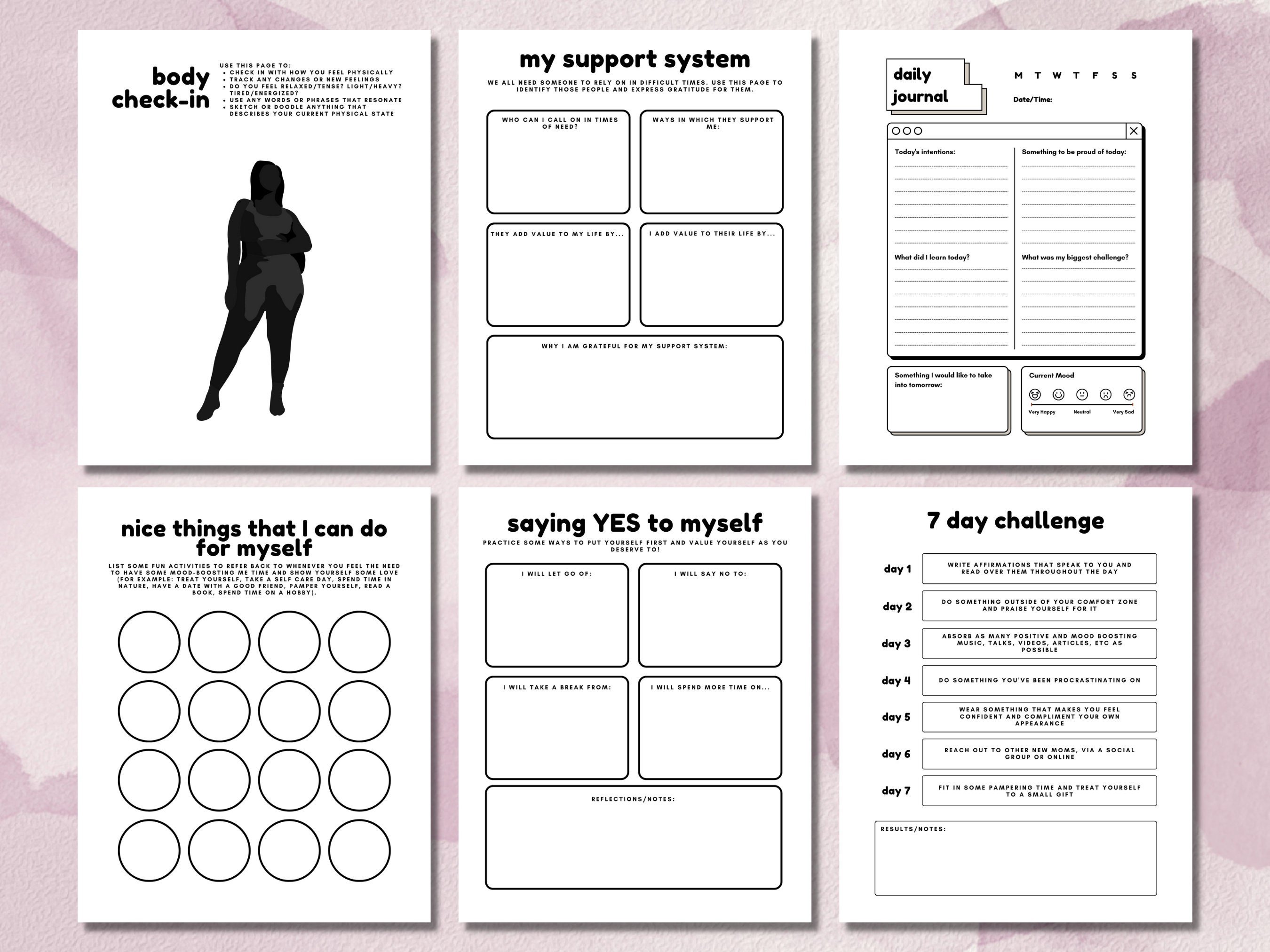 New Mom Self Care Workbook, Postpartum Journal, Mental Health, Therapy ...