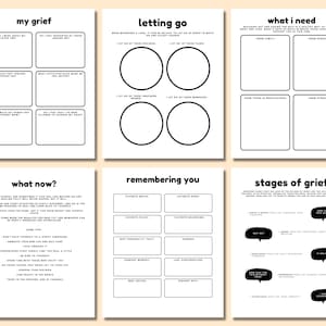 Grief Worksheets, Self Care Workbook, Grief Therapy Journal, Processing ...