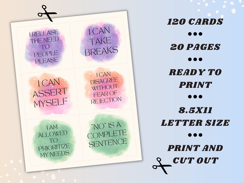 Boundaries Affirmation Cards, Printable, Setting Healthy Boundaries, Positive Affirmations for ...