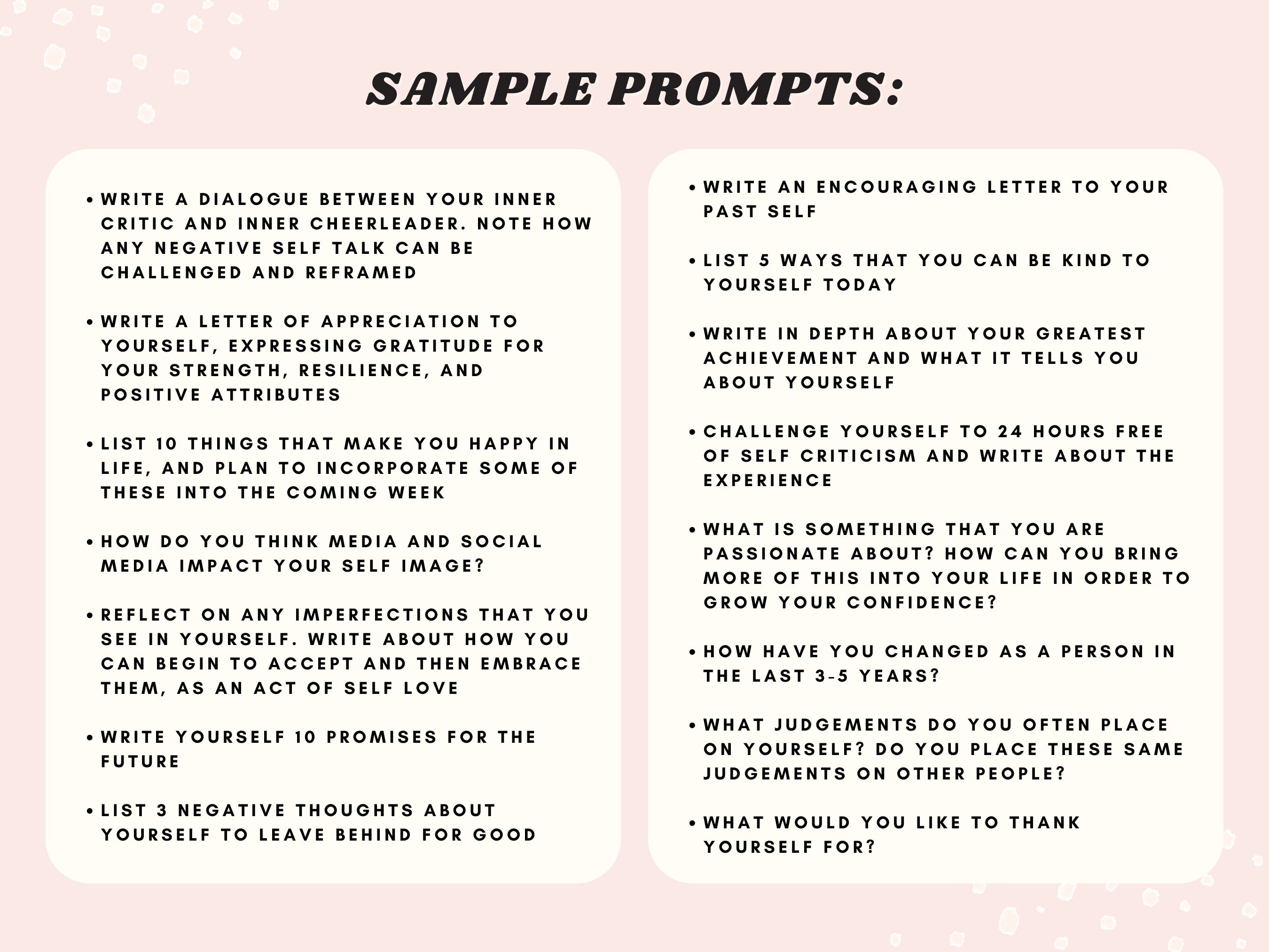 100 Journal Prompts for Self Esteem, Self Esteem Journal, Journal ...