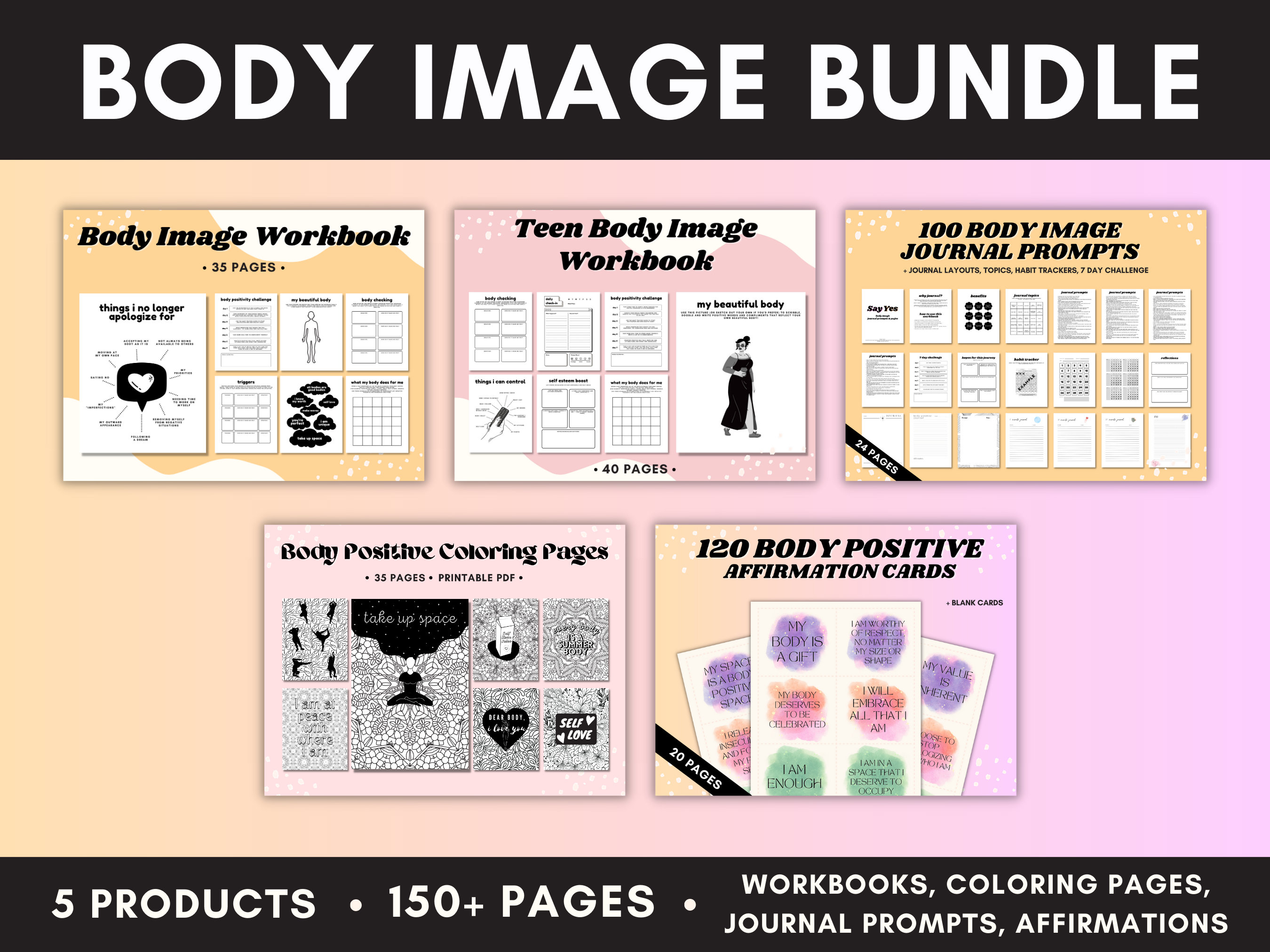 Body Image Bundle, Body Positive Workbook, Teen Body Image, Body ...