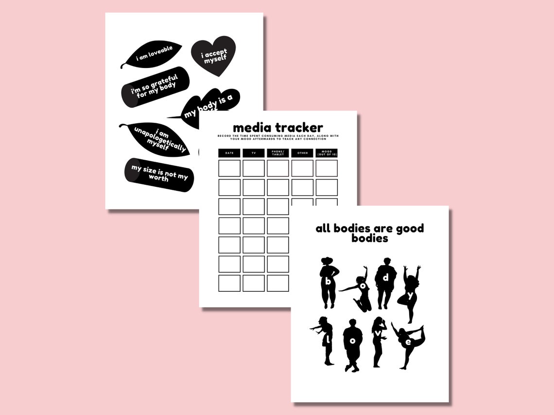 Teen Body Image Workbook, Body Positive Worksheets, Body Acceptance ...