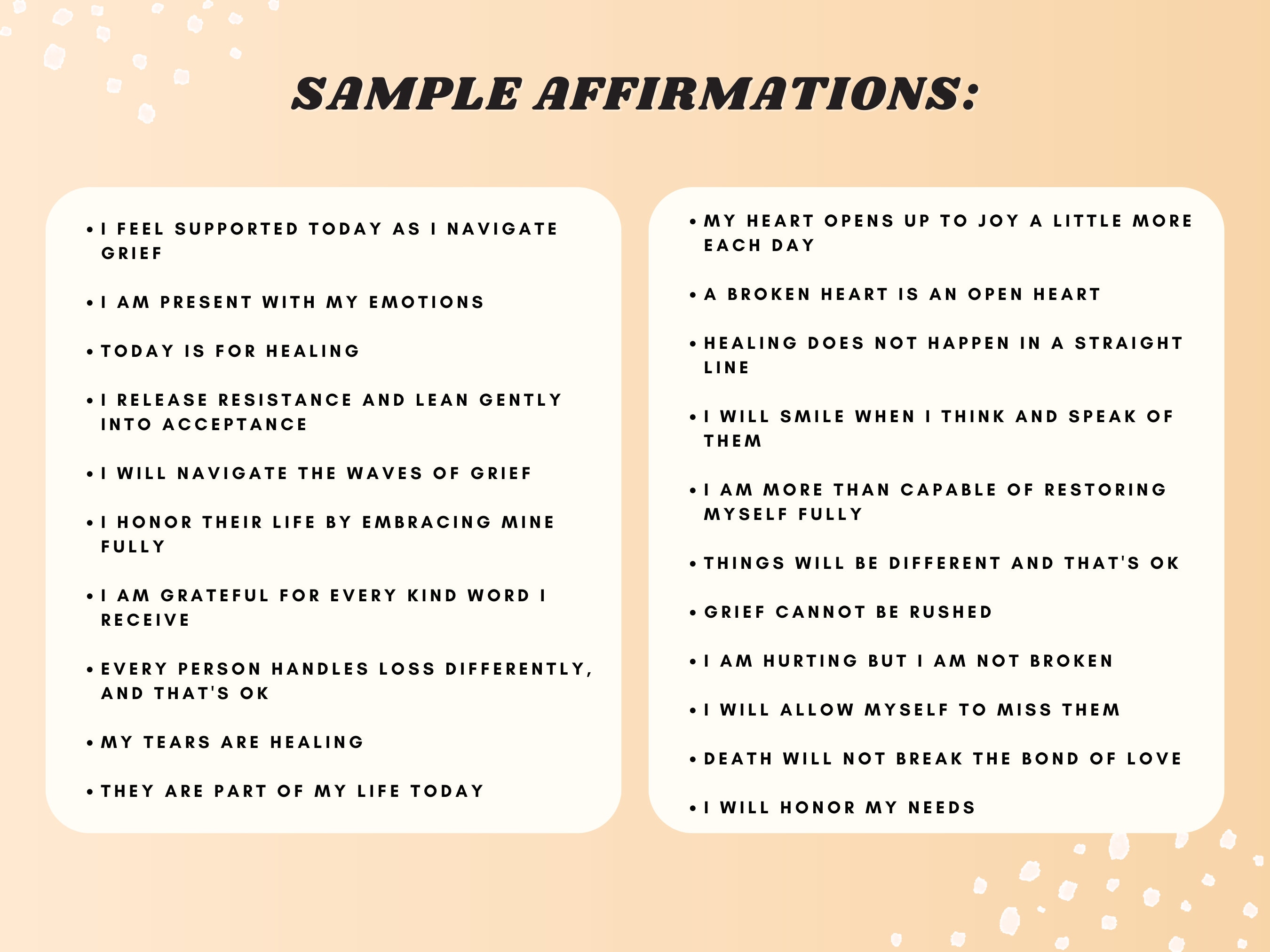 Grief Affirmation Cards, Printable, Grief and Loss, Grief Worksheets ...