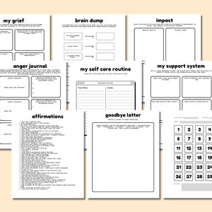 Grief Worksheets, Self Care Workbook, Grief Therapy Journal, Processing ...