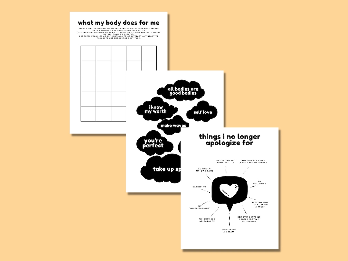 Body Image Workbook, Body Positive Worksheets, Body Acceptance, Healing ...