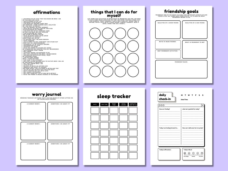 Teen Self Care Workbook, Teen Mental Health, Self Care for Teens, Teen ...