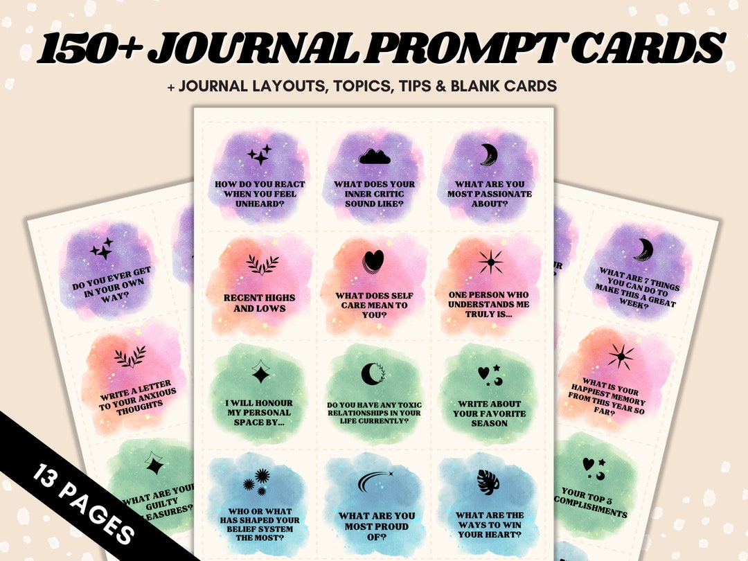 150 Journal Prompt Cards, Journal Prompts for Mental Health, Beginners ...