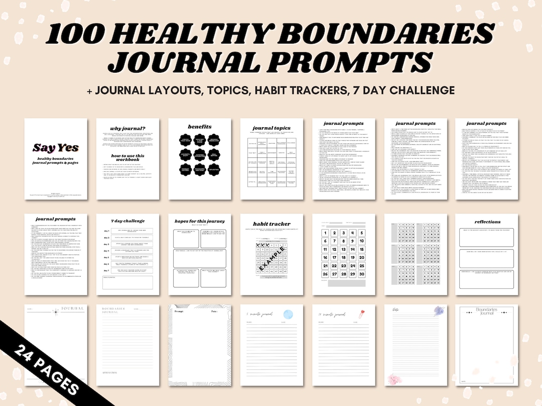 100 Journal Prompts for Healthy Boundaries, Boundaries Journal, Journal Prompts for Mental ...
