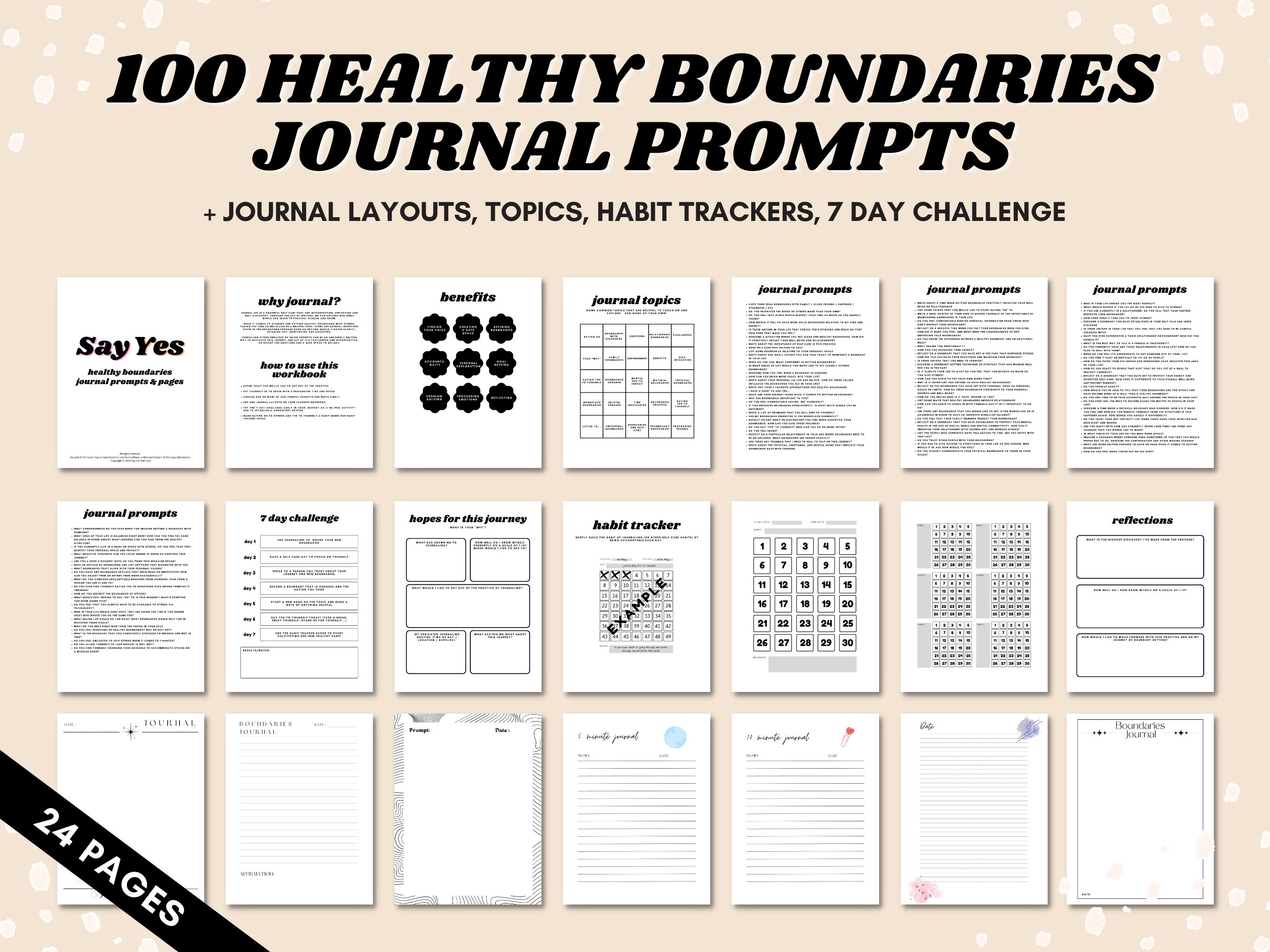 100 Journal Prompts for Healthy Boundaries, Boundaries Journal, Journal ...