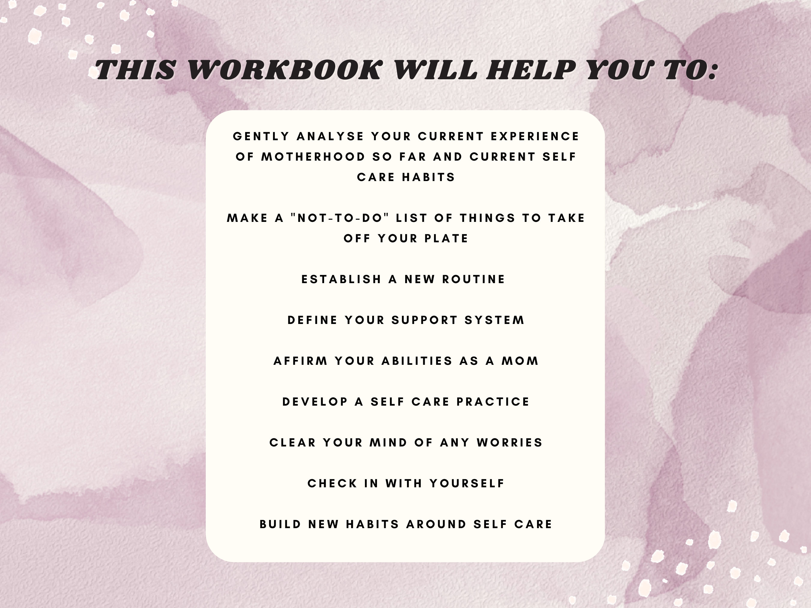 New Mom Self Care Workbook, Postpartum Journal, Mental Health, Therapy ...
