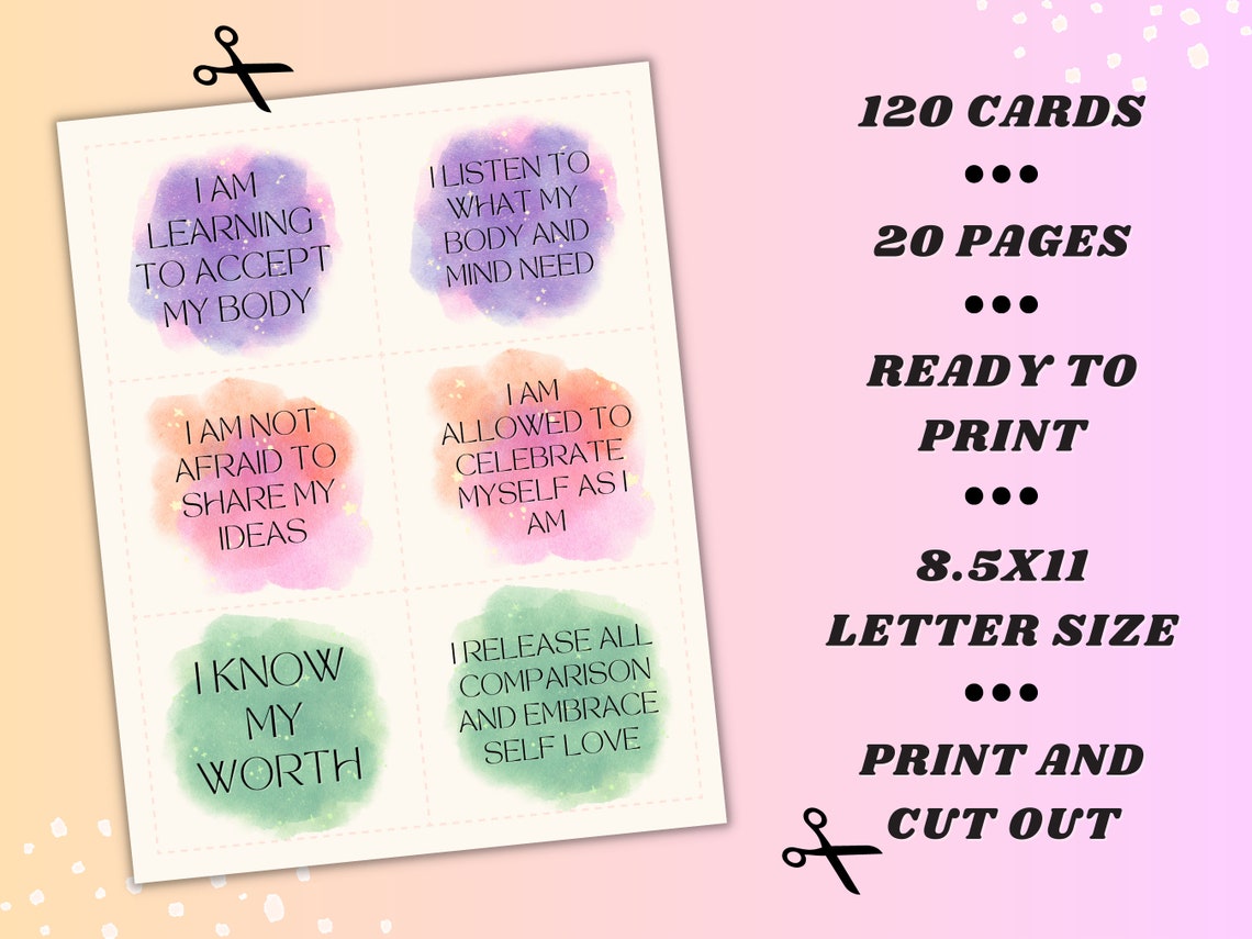 Body Positive Affirmation Cards, Printable, Body Image, Positive ...