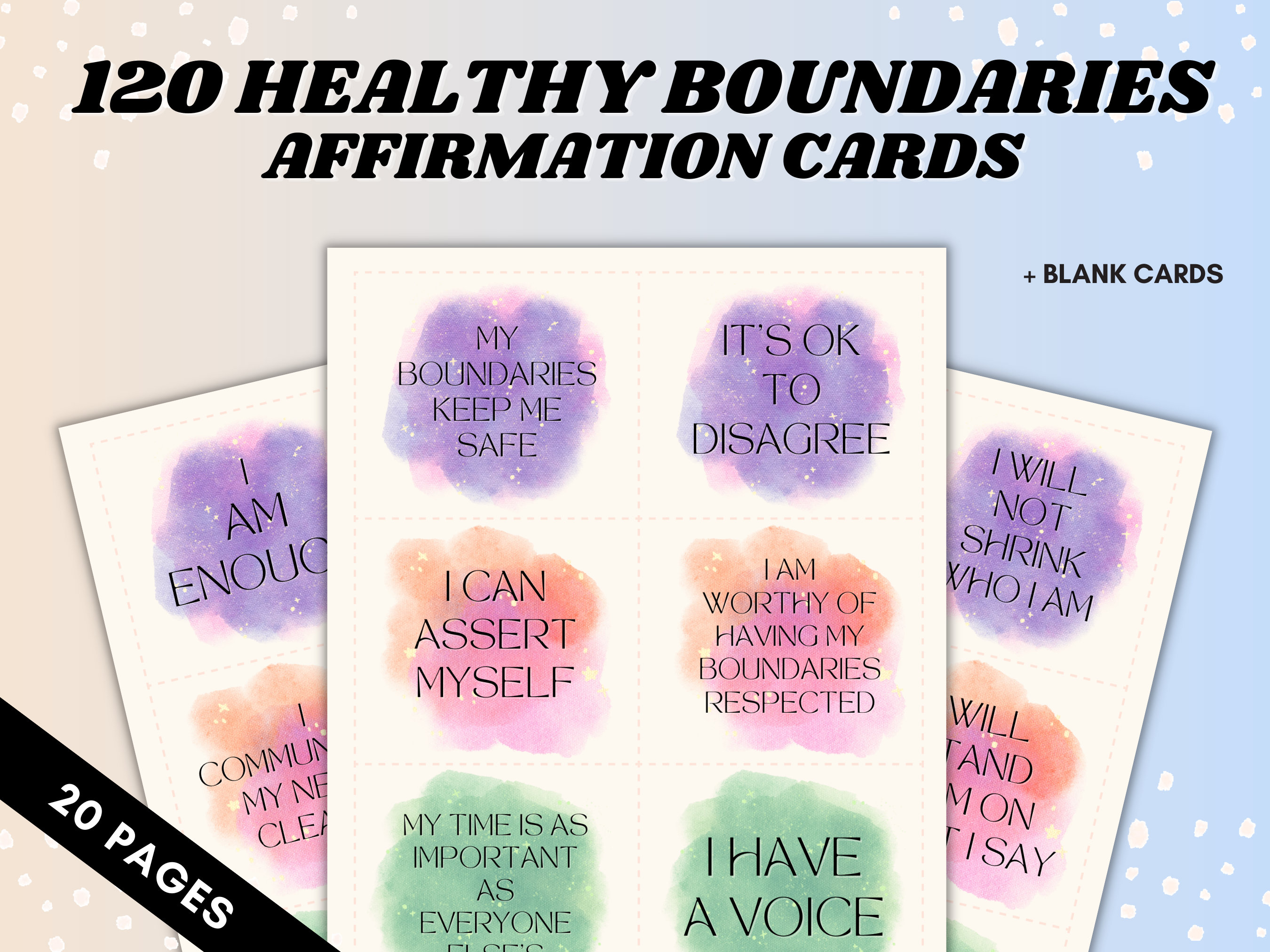 Boundaries Affirmation Cards, Printable, Setting Healthy Boundaries ...