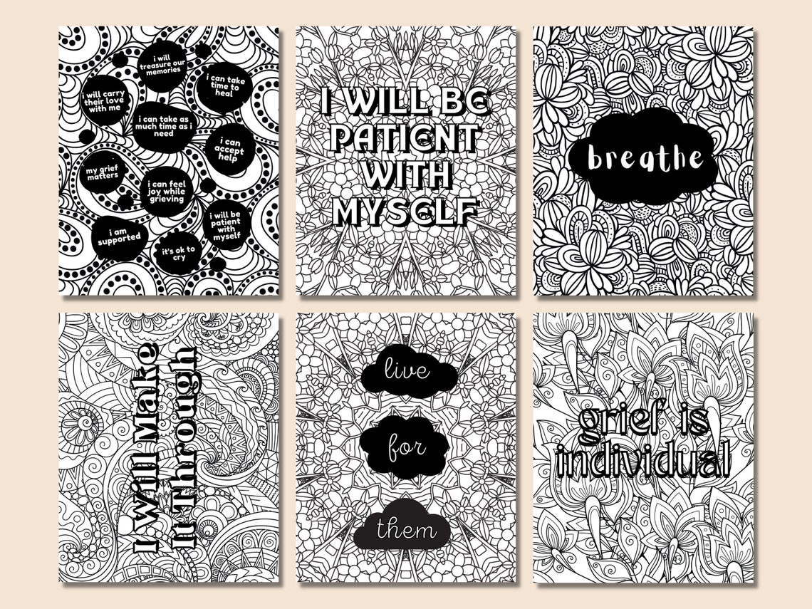 Grief Coloring Pages, Mental Health Coloring Pages, Coloring Pages for ...