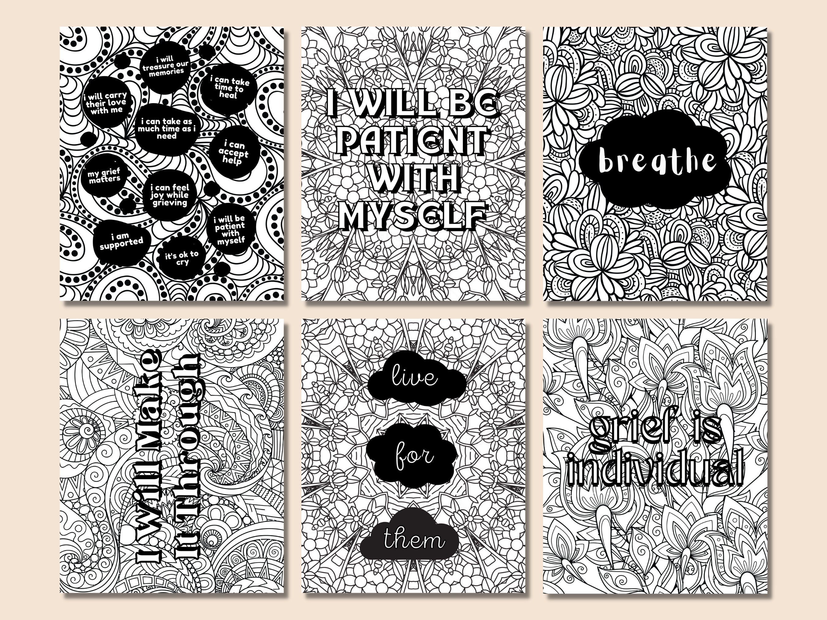 Grief Coloring Pages, Mental Health Coloring Pages, Coloring Pages for ...