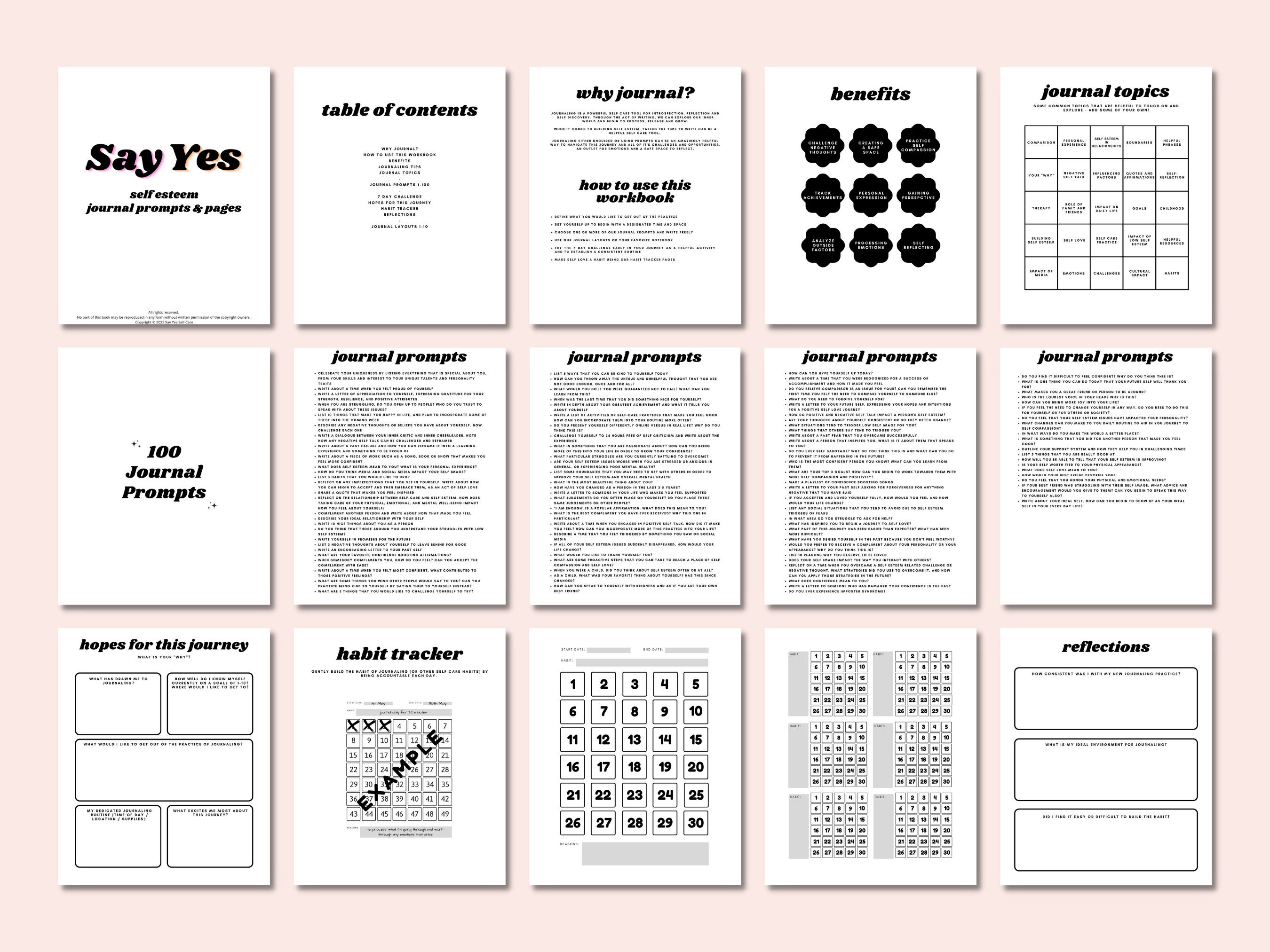 100 Journal Prompts for Self Esteem, Self Esteem Journal, Journal ...