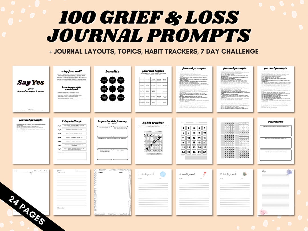 100 Journal Prompts for Grief and Loss, Grief Journal, Journal Prompts for Mental Health, Deep ...