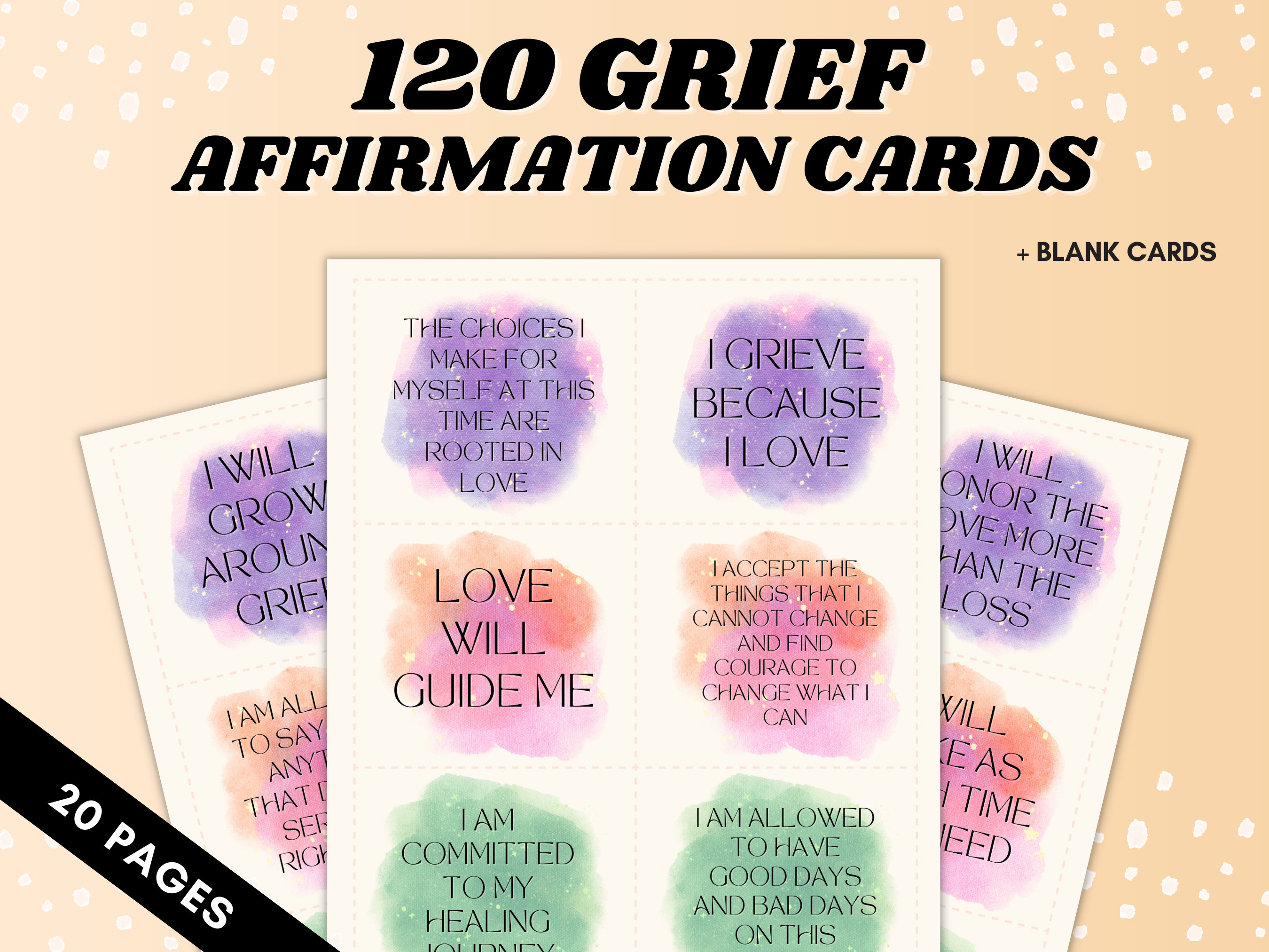 Grief Affirmation Cards, Printable, Grief and Loss, Grief Worksheets ...