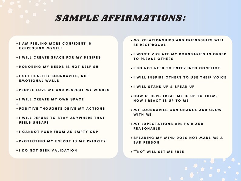 Boundaries Affirmation Cards Printable Setting Healthy Boundaries