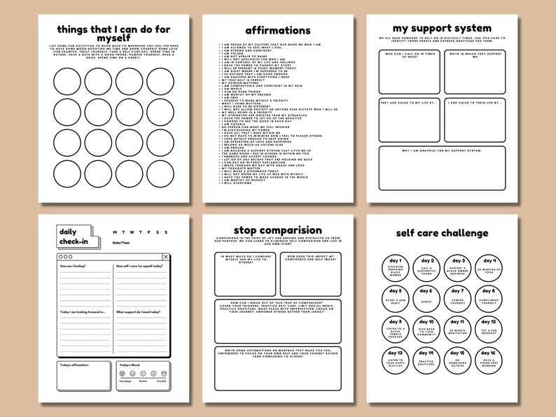 Black Woman Self Care Workbook, Self Love for Black Women, Mental ...