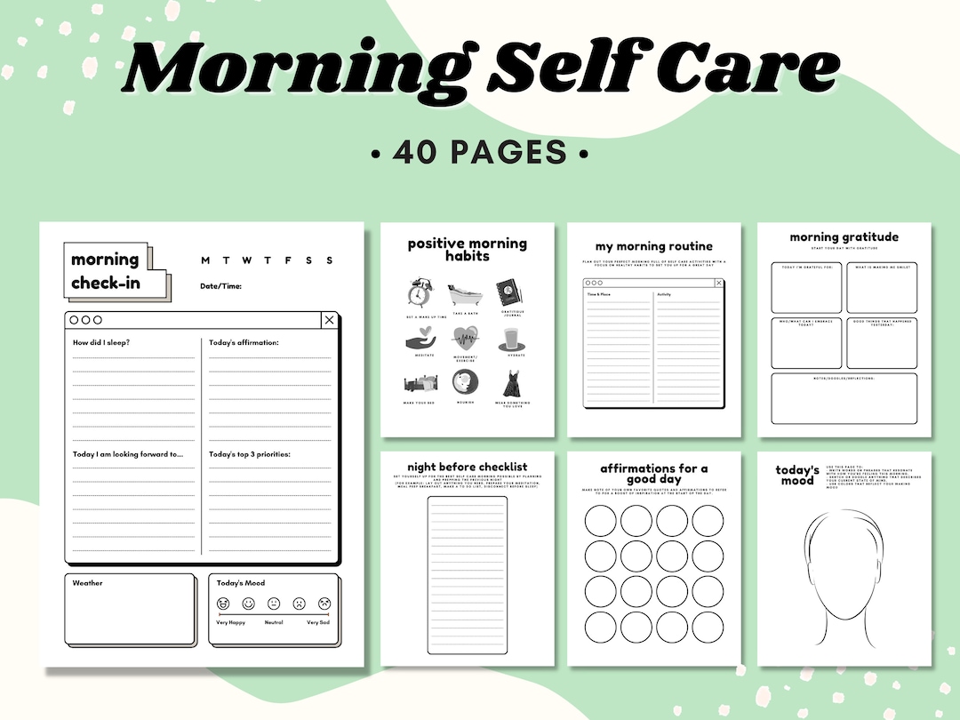 Morning Self Care Workbook, Morning Routine Printable, Morning Journal ...