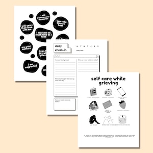 Grief Worksheets, Self Care Workbook, Grief Therapy Journal, Processing ...