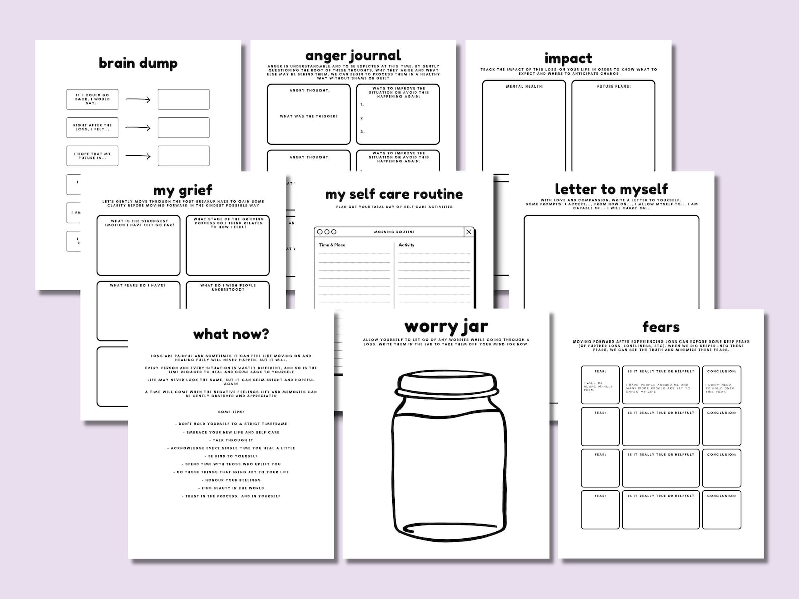 Grief Worksheets for Teens, Self Care Workbook, Grief Therapy Journal ...