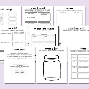 Grief Worksheets for Teens, Self Care Workbook, Grief Therapy Journal ...