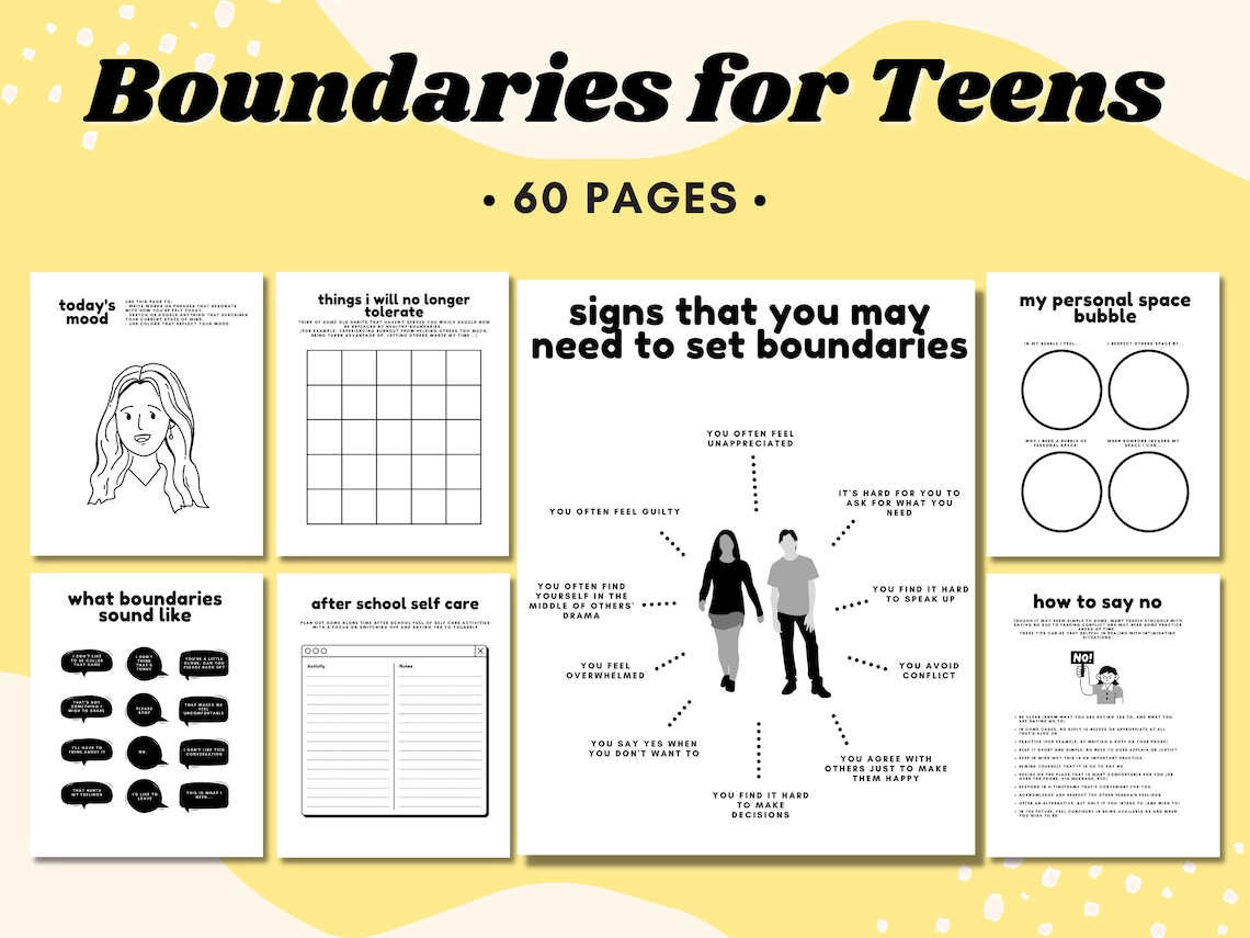 Teen Boundaries Workbook Bundle, Setting Healthy Boundaries, Boundaries ...
