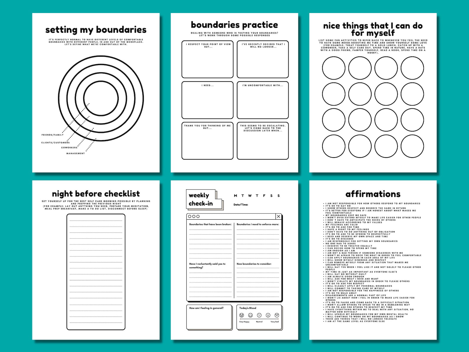 Boundaries at Work Workbook Bundle, Workplace Boundaries, Setting ...