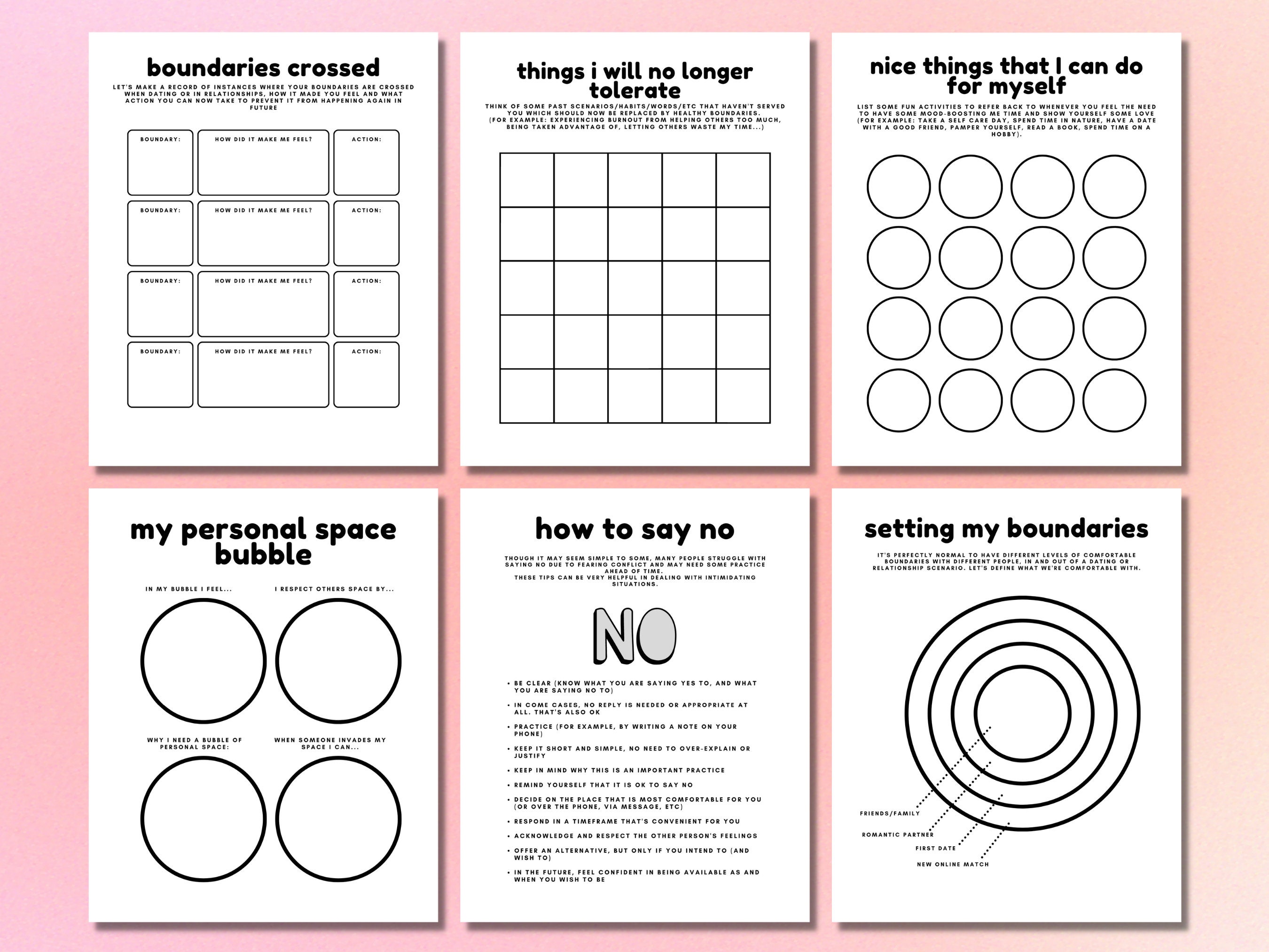 Boundaries in Dating Workbook Bundle, Relationship Boundaries Journal ...
