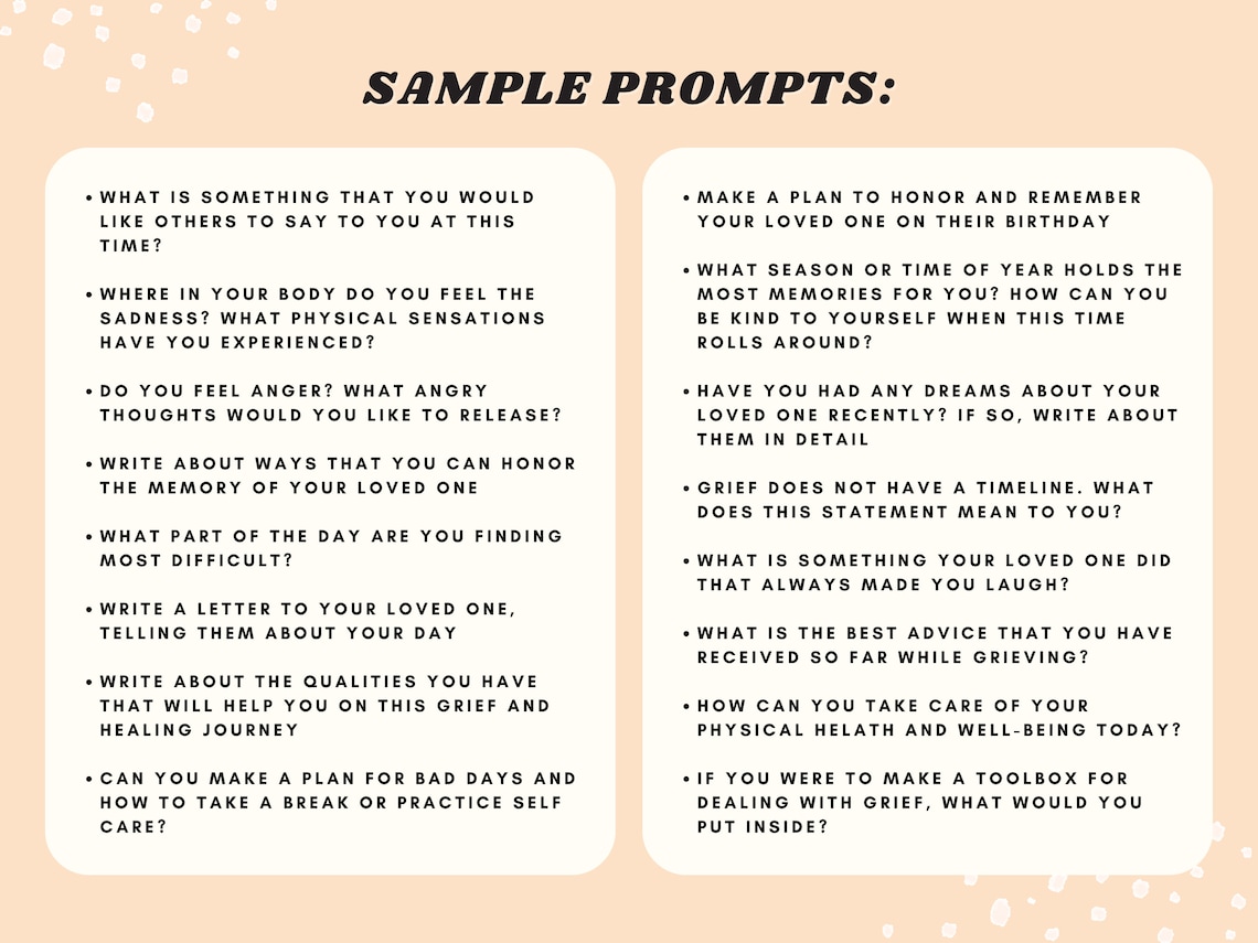 100 Journal Prompts for Grief and Loss, Grief Journal, Journal Prompts ...
