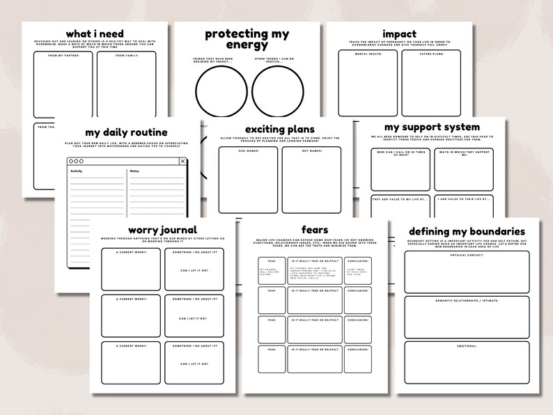 Mom to Be Self Care Workbook, Pregnancy Journal, Pregnancy Bundle ...