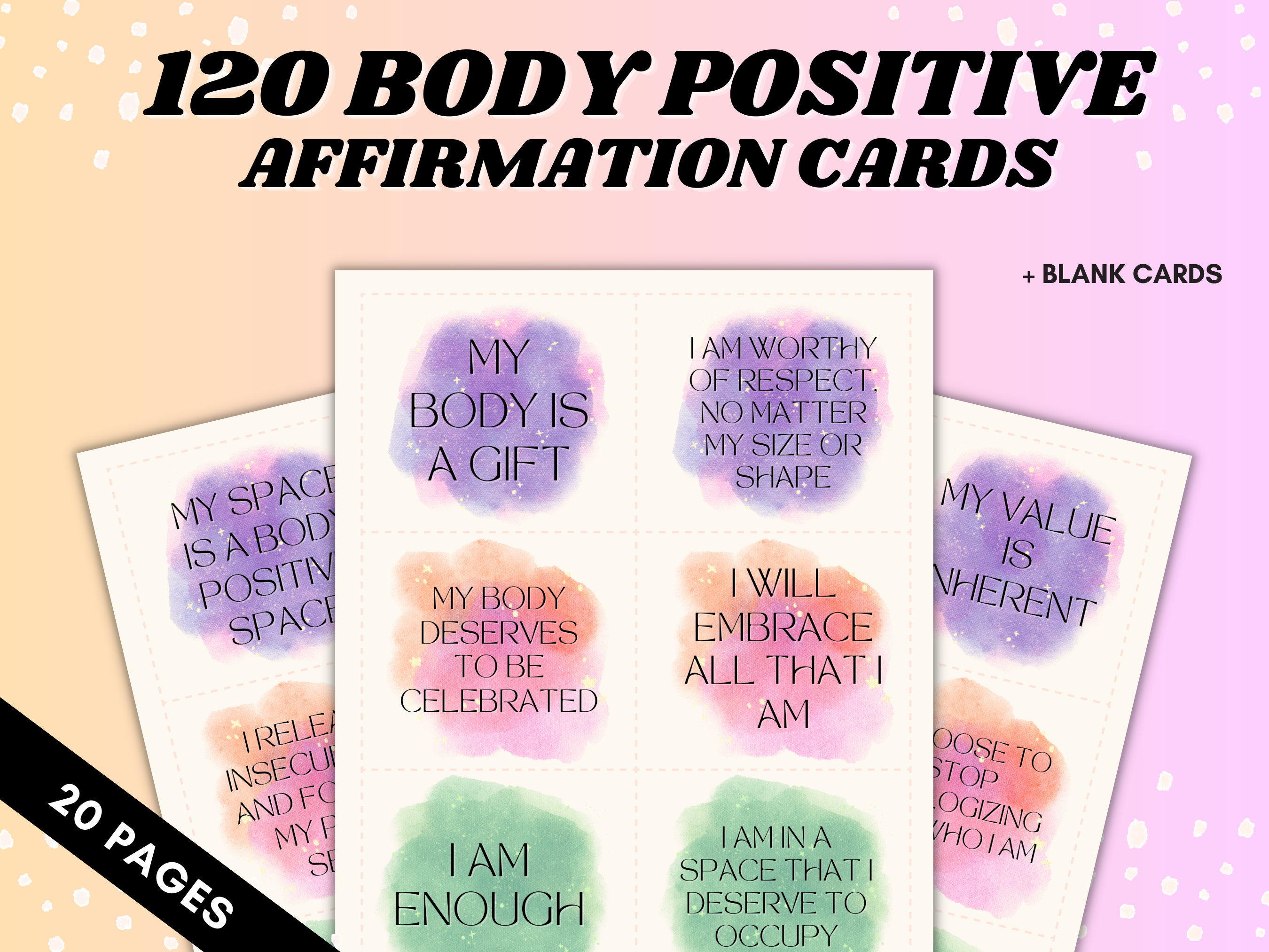 Body Positive Affirmation Cards, Printable, Body Image, Positive ...
