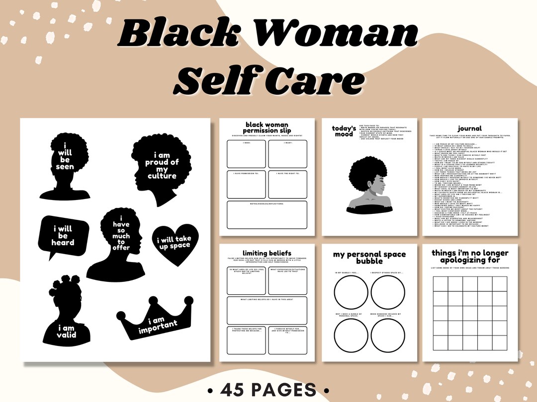 Black Woman Self Care Workbook, Self Love for Black Women, Mental ...