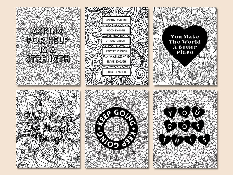 Affirmation Coloring Pages, Mental Health Coloring Pages, Coloring ...