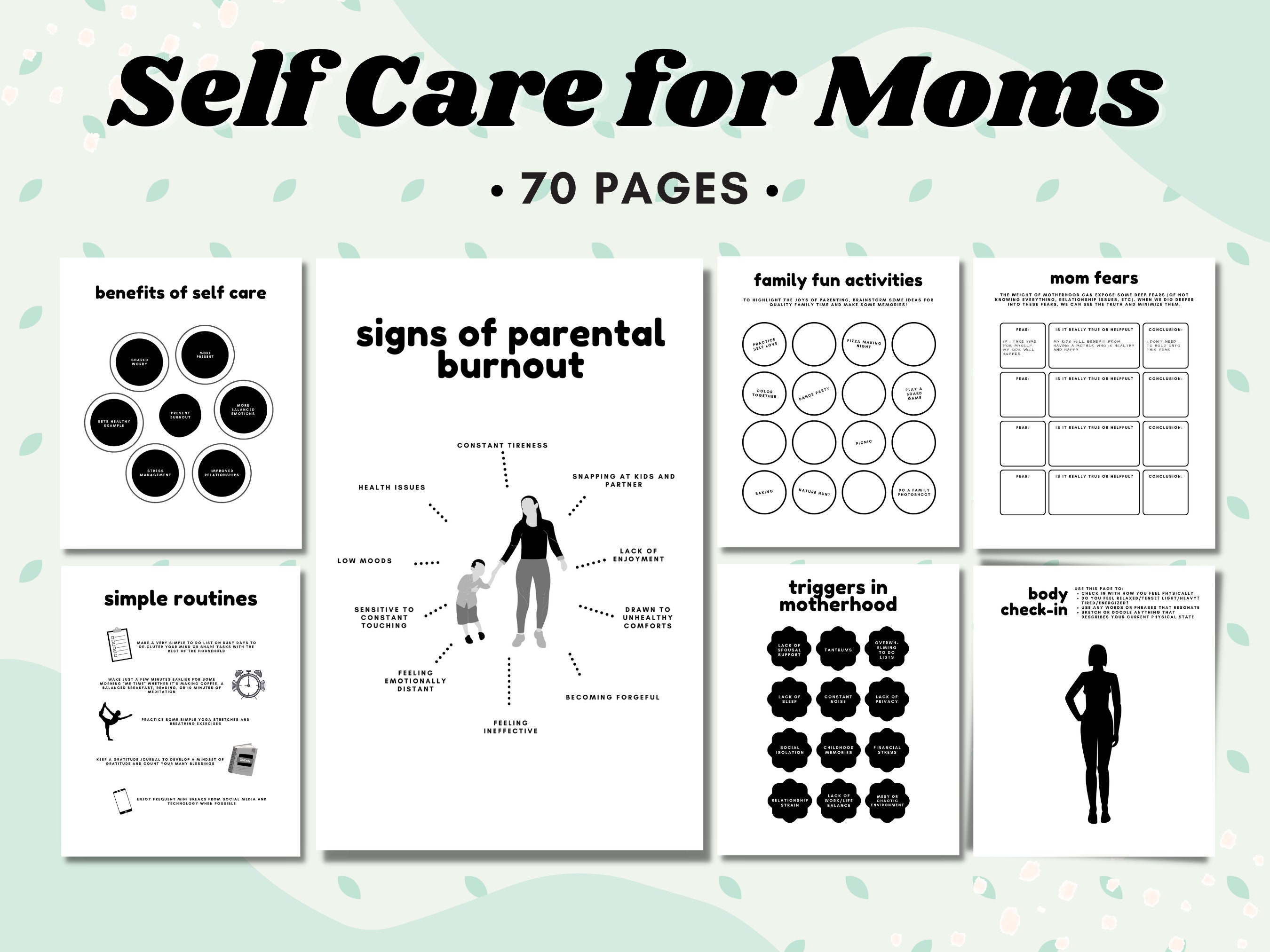 Self Care for Moms Workbook, Motherhood Journal, Mental Health, Therapy ...