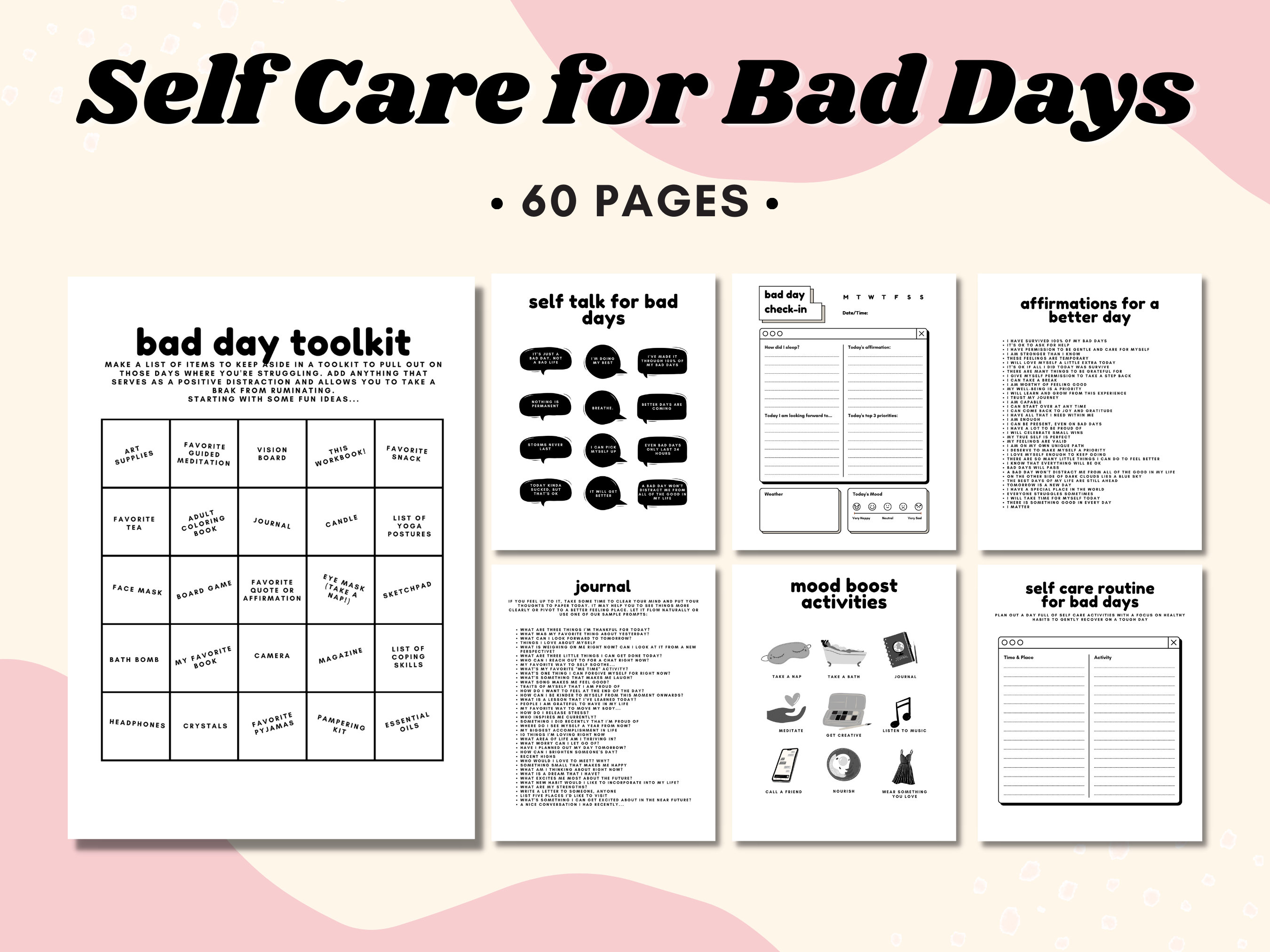 Bad Days Self Care Workbook, Worksheet, Printable, Self Care Journal ...