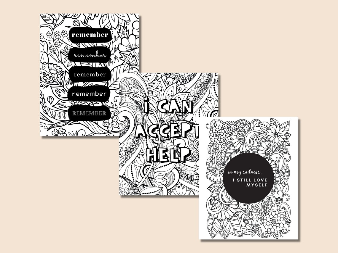 Grief Coloring Pages, Mental Health Coloring Pages, Coloring Pages for ...