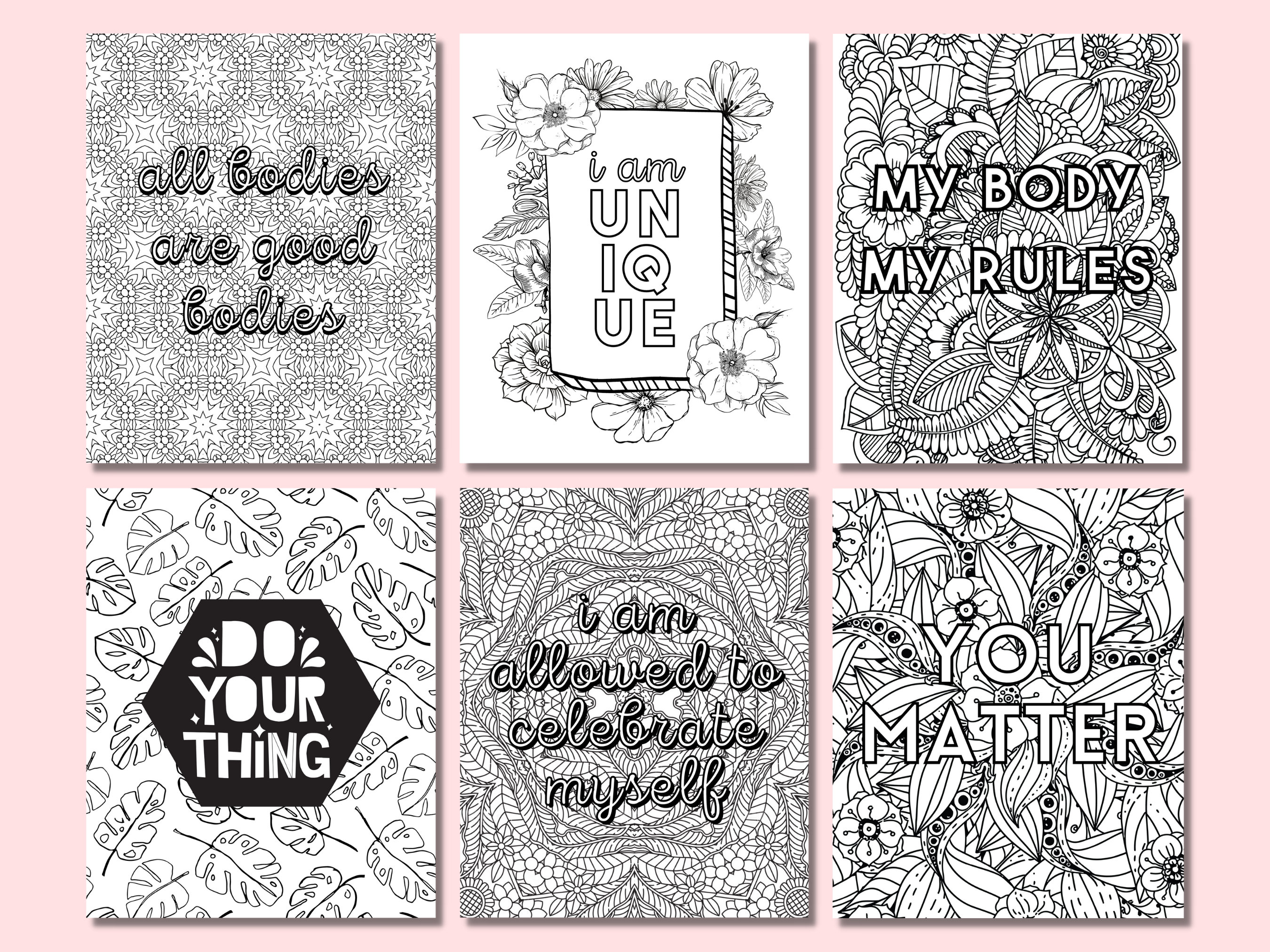 Body Positivity Coloring Pages, Body Image, Body Acceptance, Mental ...
