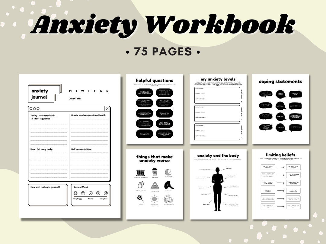 Anxiety Worksheets, Workbook, Anxiety Journal, Anxiety Relief ...