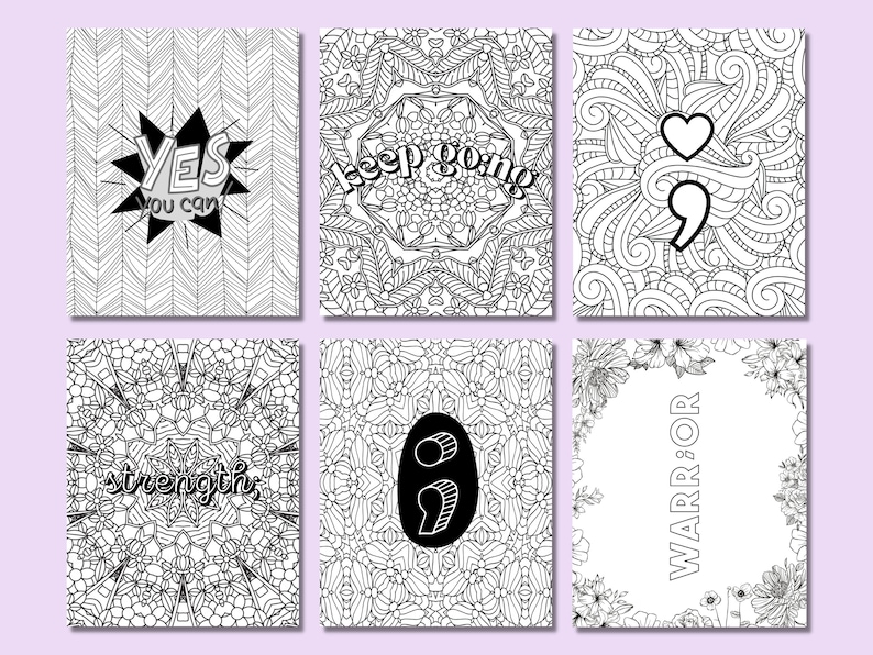 Semicolon Coloring Pages, Mental Health, Anxiety, Depression, Coloring ...